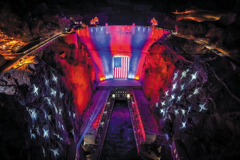 Hoover Dam draped in flag for US 250th anniversary