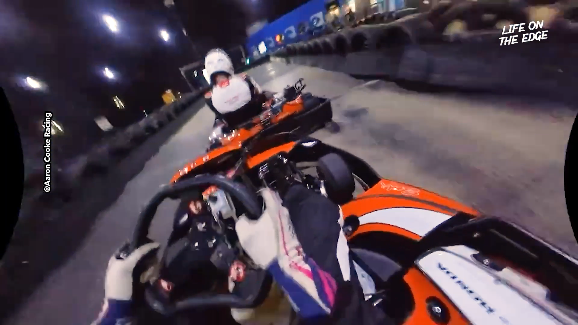 POV indoor karting battle ends in intense wheel-to-wheel racing and ...