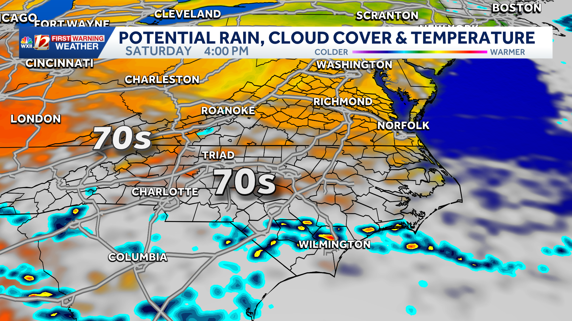 Less humid forecast for North Carolina | Weekend rain chance
