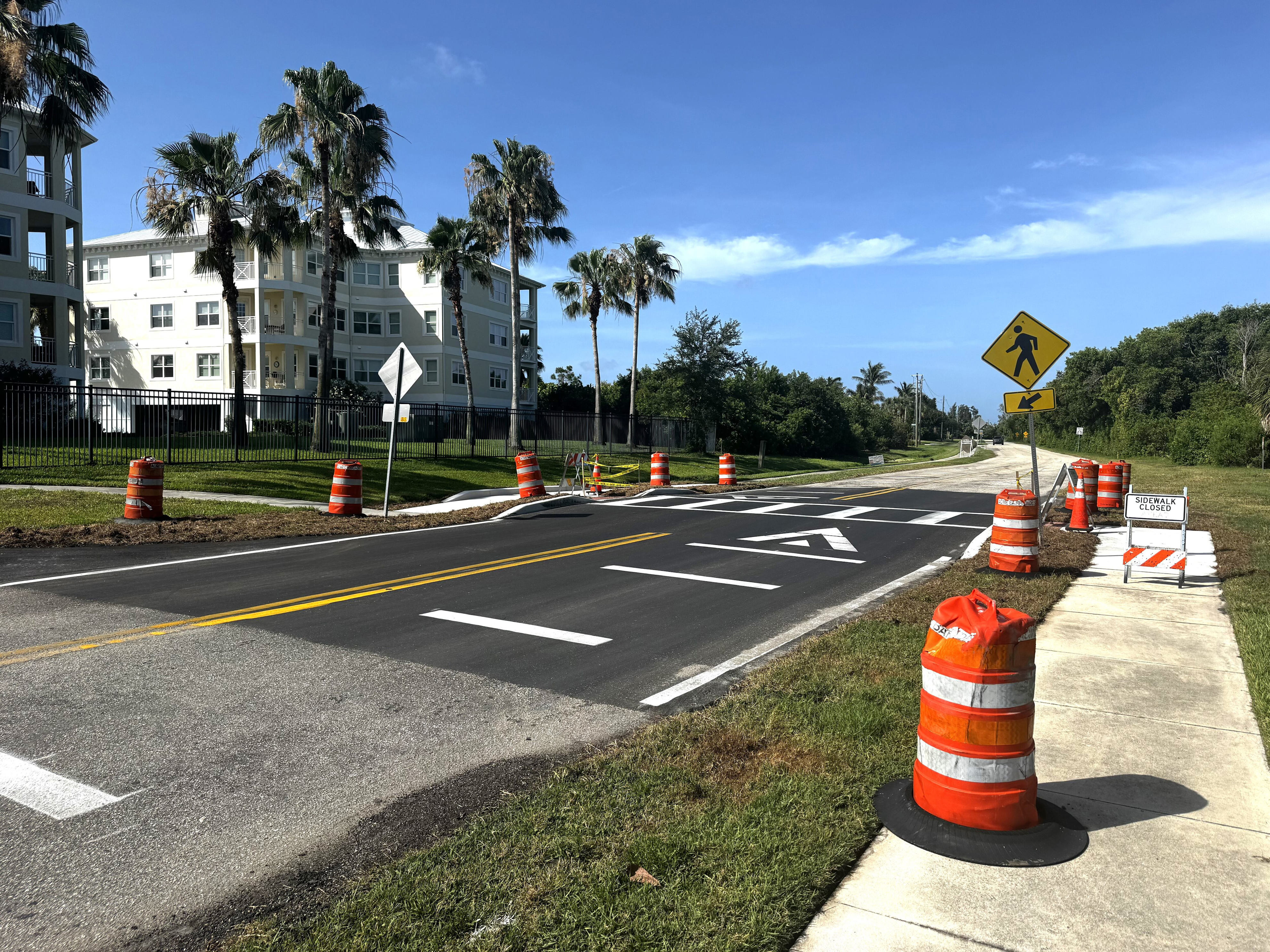 Raised crosswalk under construction on Palma Sola Boulevard