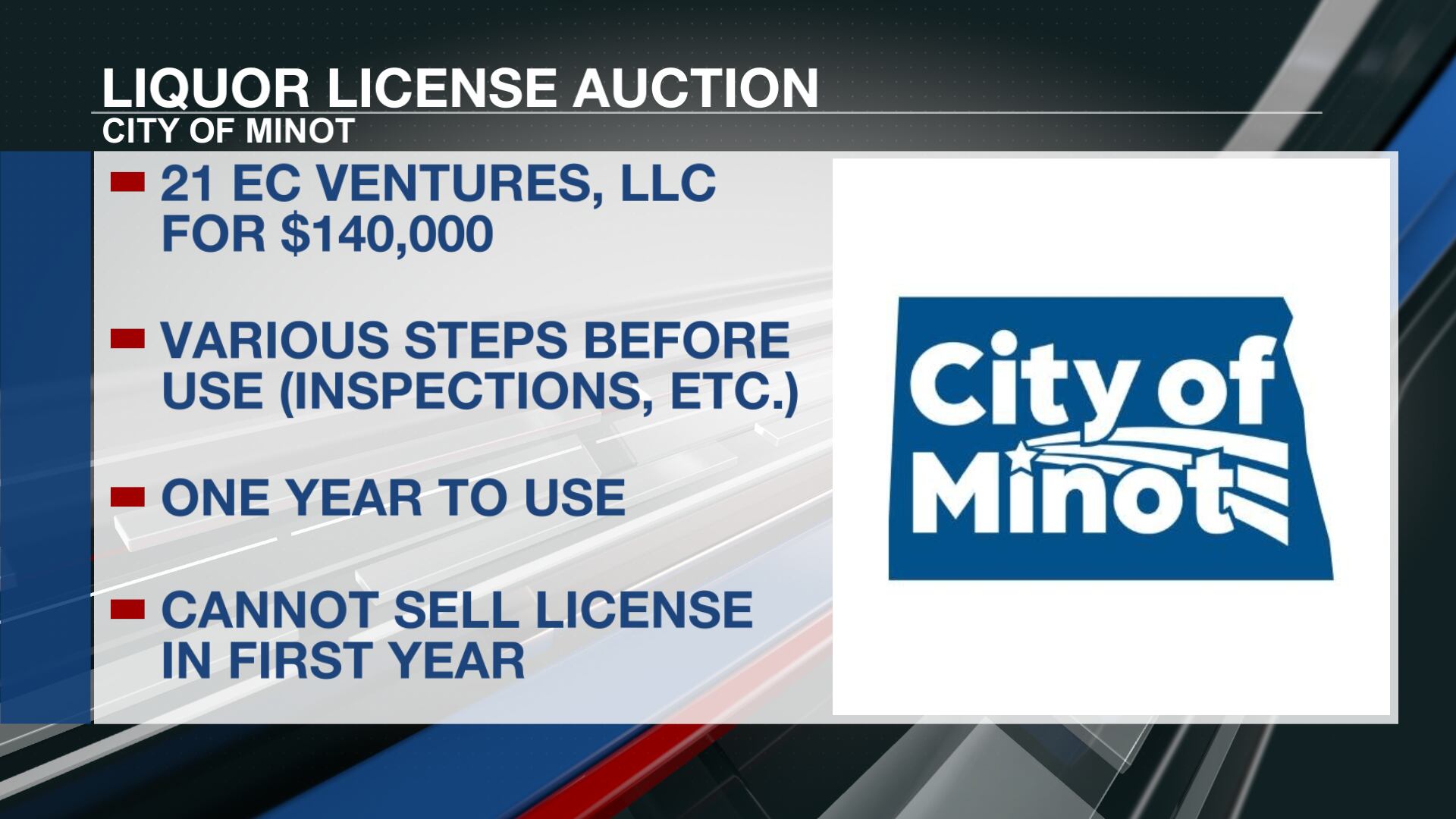 City of Minot auctions off liquor license
