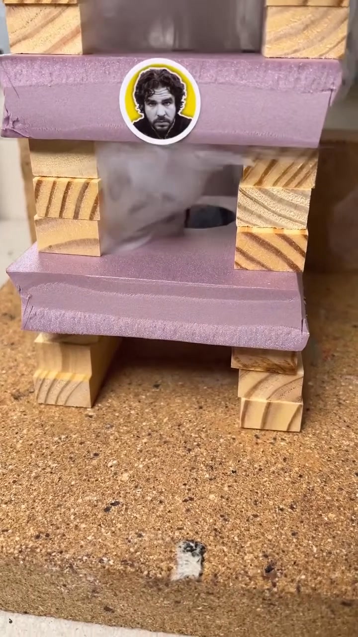 Red hot ball vs. foam