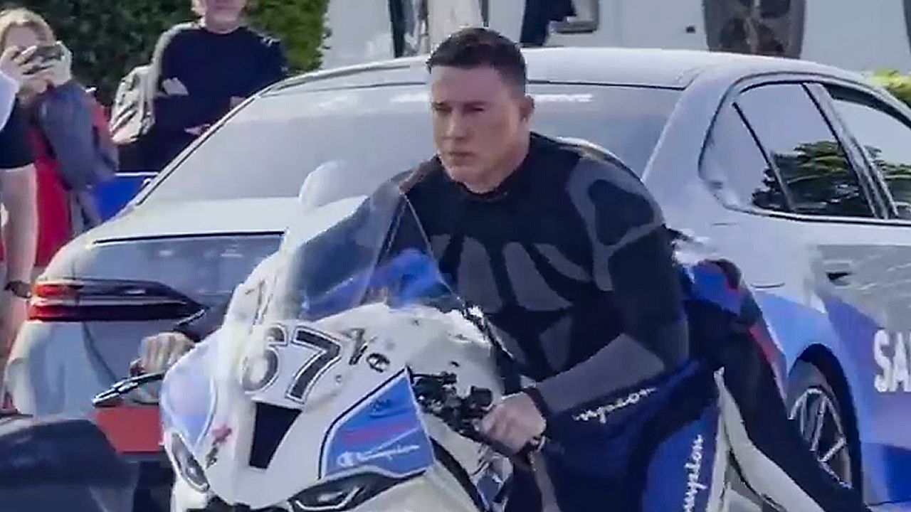 Channing Tatum films at Isle of Man TT for Brad Pitt movie