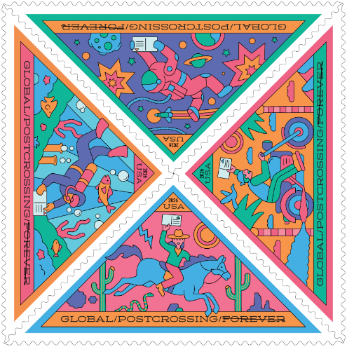 Postcrossing celebrated on USPS Global Forever stamps