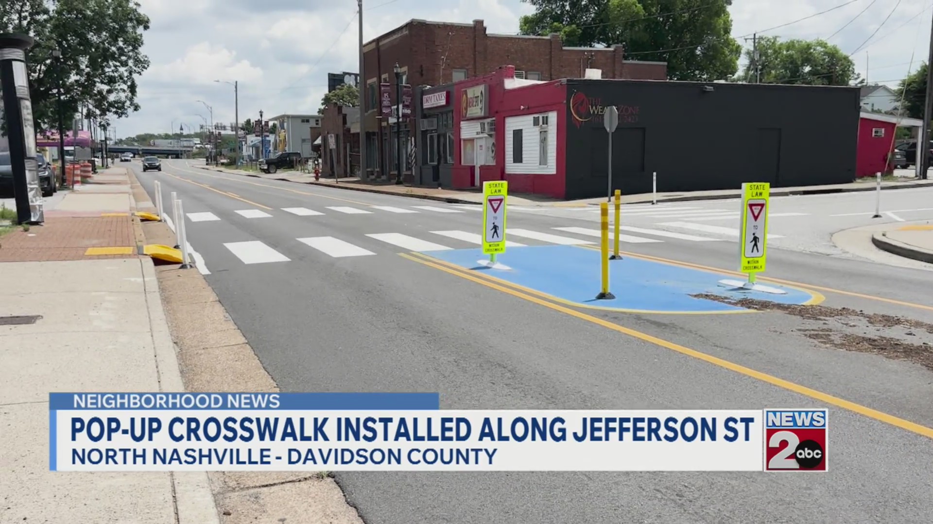 Pop-up crosswalk installed along Jefferson Street