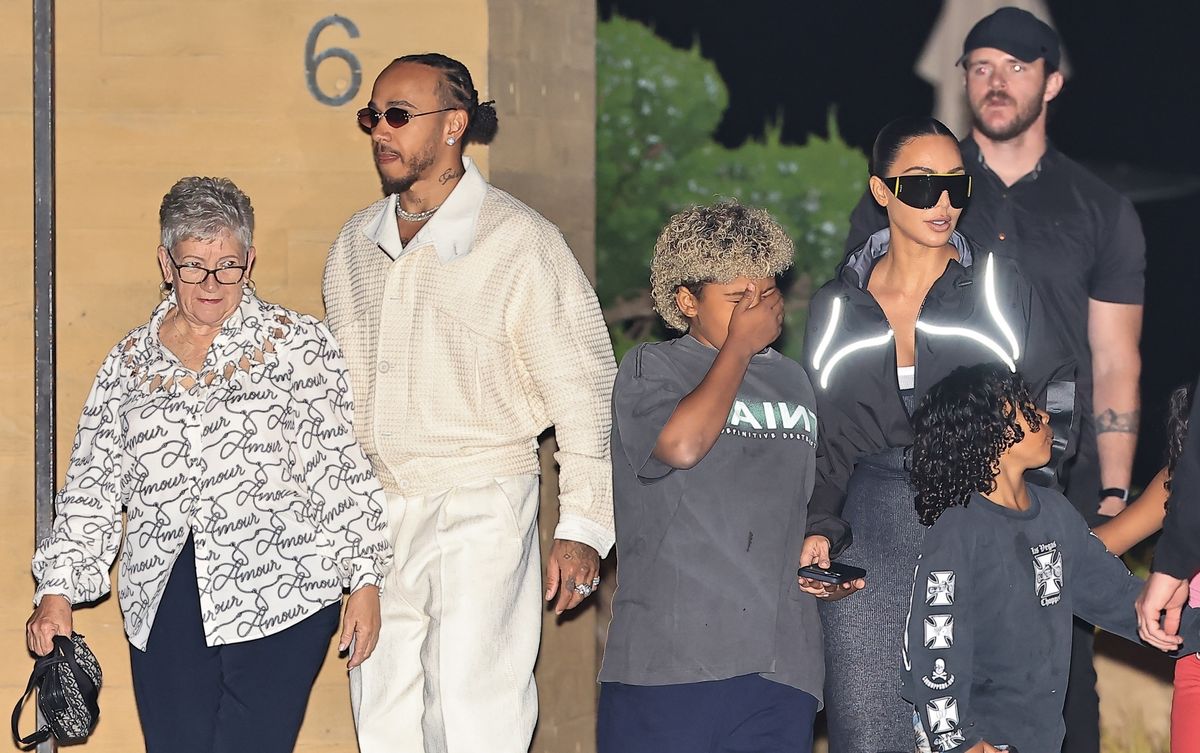 Kim Kardashian and Lewis Hamilton step out with their moms, her kids ...