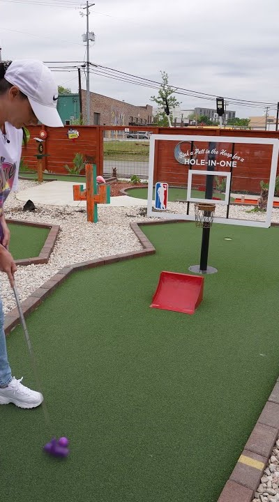 Make it in the basketball hoop for a hole in one!
