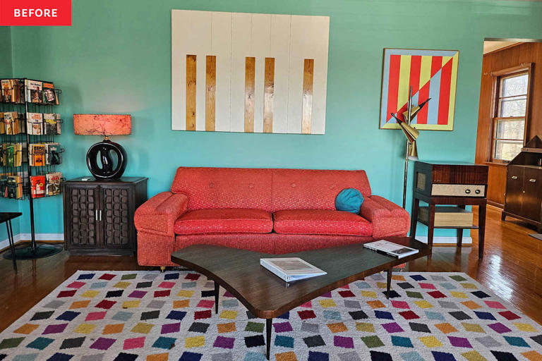 This living room traded bright turquoise walls for a Paris-inspired ...