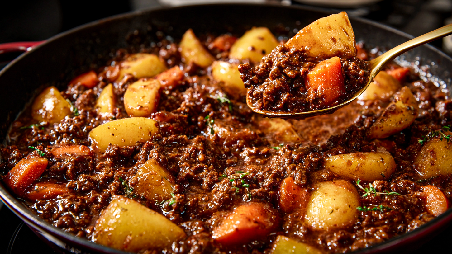 My husband's favorite! One-pan ground beef and potato dinner. Simple ...