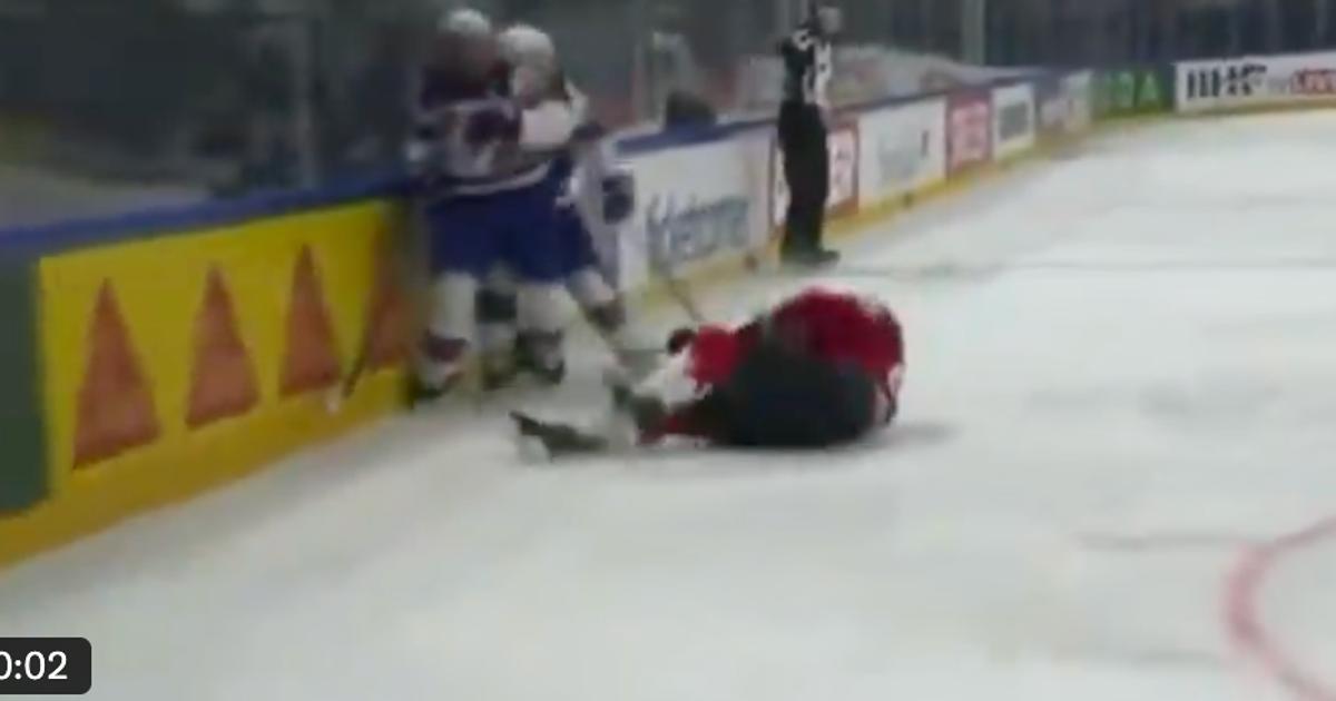 Scary moment as Evan Bouchard is knocked out cold by dirty hit from ...