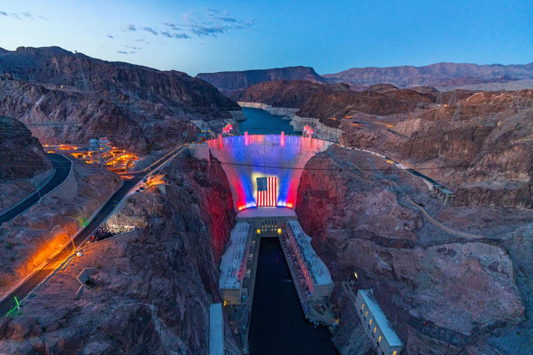 Hoover Dam draped in flag for US 250th anniversary