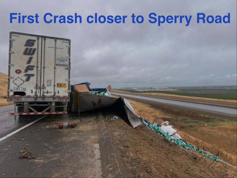 Multiple crashes involving big rigs impact I-5, hazmat situation reported