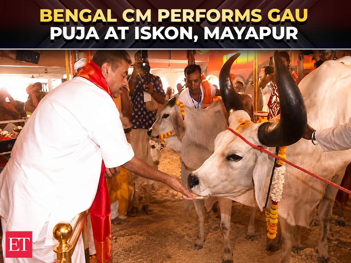 After taking oath: Bengal CM Adhikari performs Gau Puja at ISKCON Mayapur