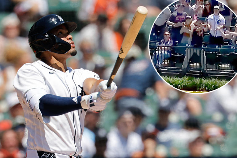 Tigers outfielder’s home run leaves fan covered in drink