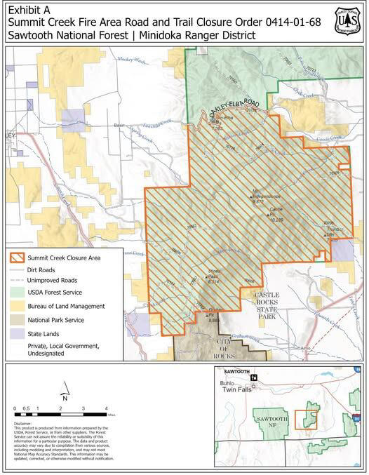 Road closures are in effect around the Summit Creek Fire