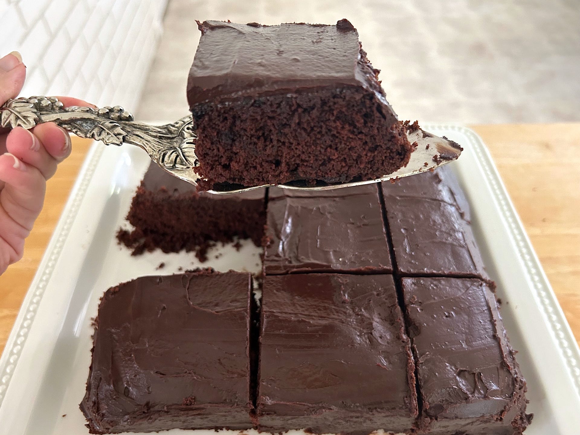 I made Ina Garten's easy and delicious chocolate cake. She was right to ...