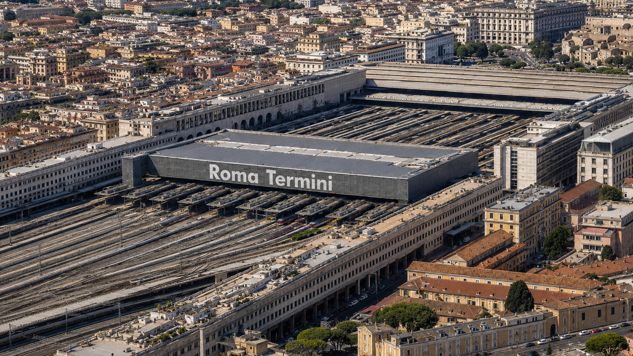 Rome’s main train station seen from aerial view