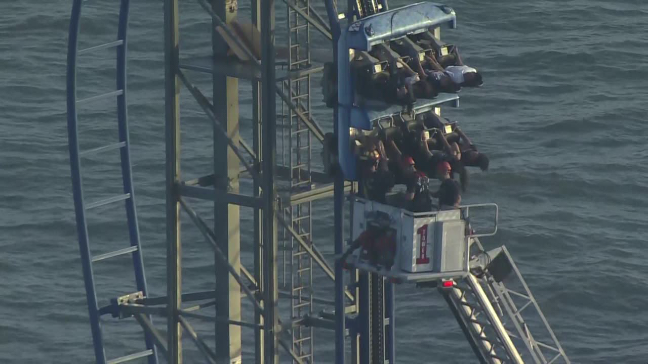 Galveston roller coaster: All passengers rescued after Iron Shark ...