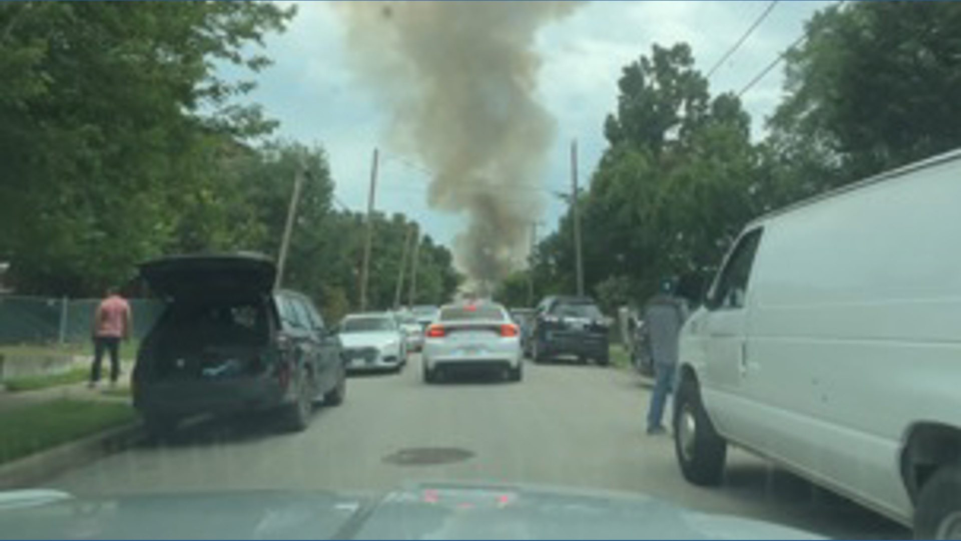 The plume of smoke as we approached the fatal explosion and apt fire in ...