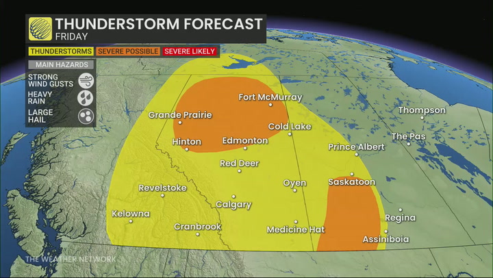 Severe storm risk caps off the work week on the Prairies
