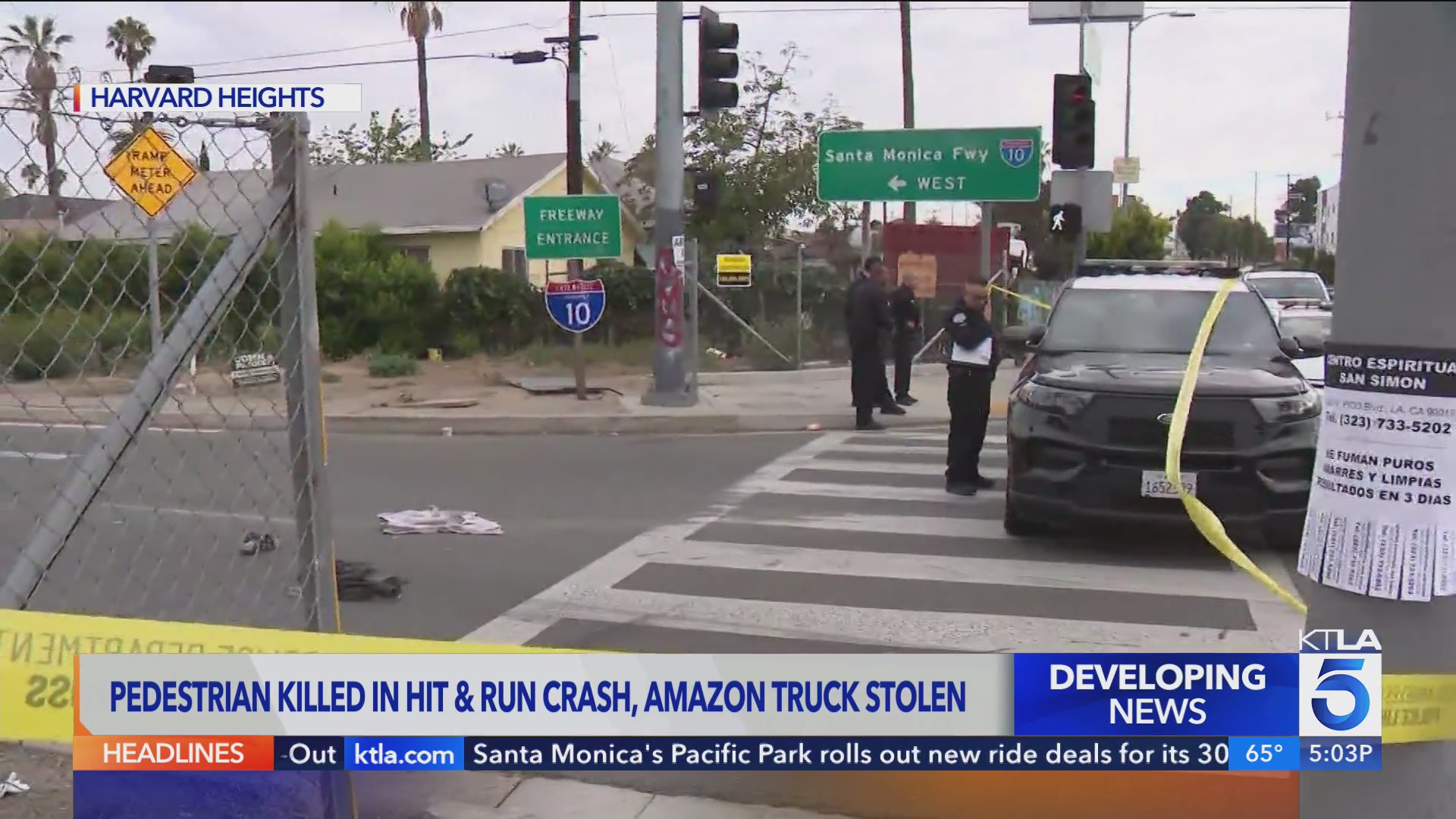 Pedestrian killed in LA hit-and-run, Amazon truck stolen