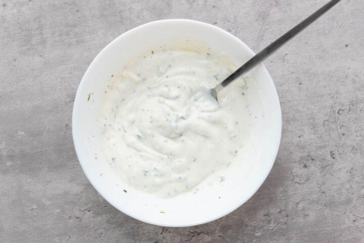 Roasted eggplant with yogurt dill sauce