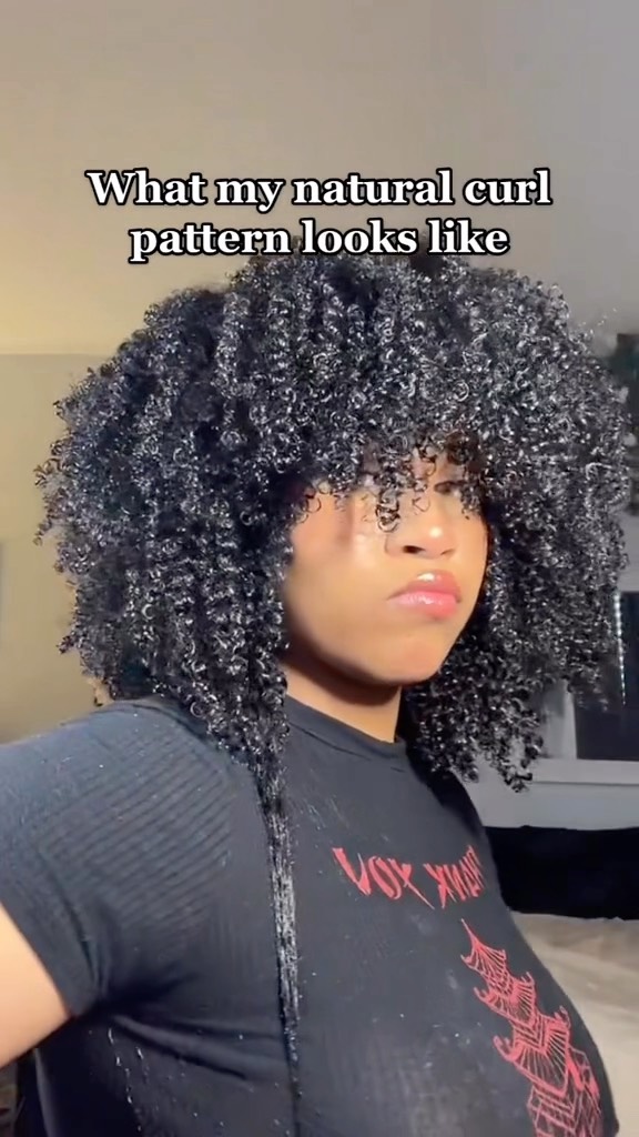 Natural hair curl pattern with defining products