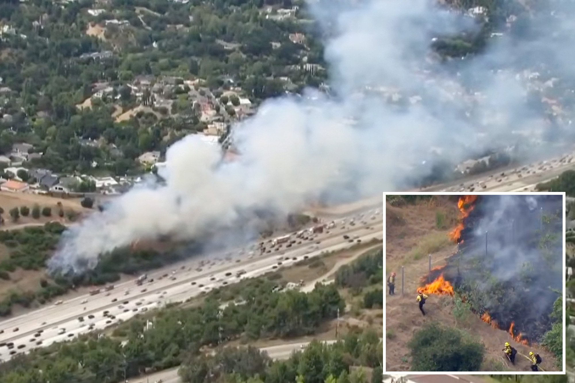 LA traffic chaos as brush fire near Getty Center forces lane closures ...