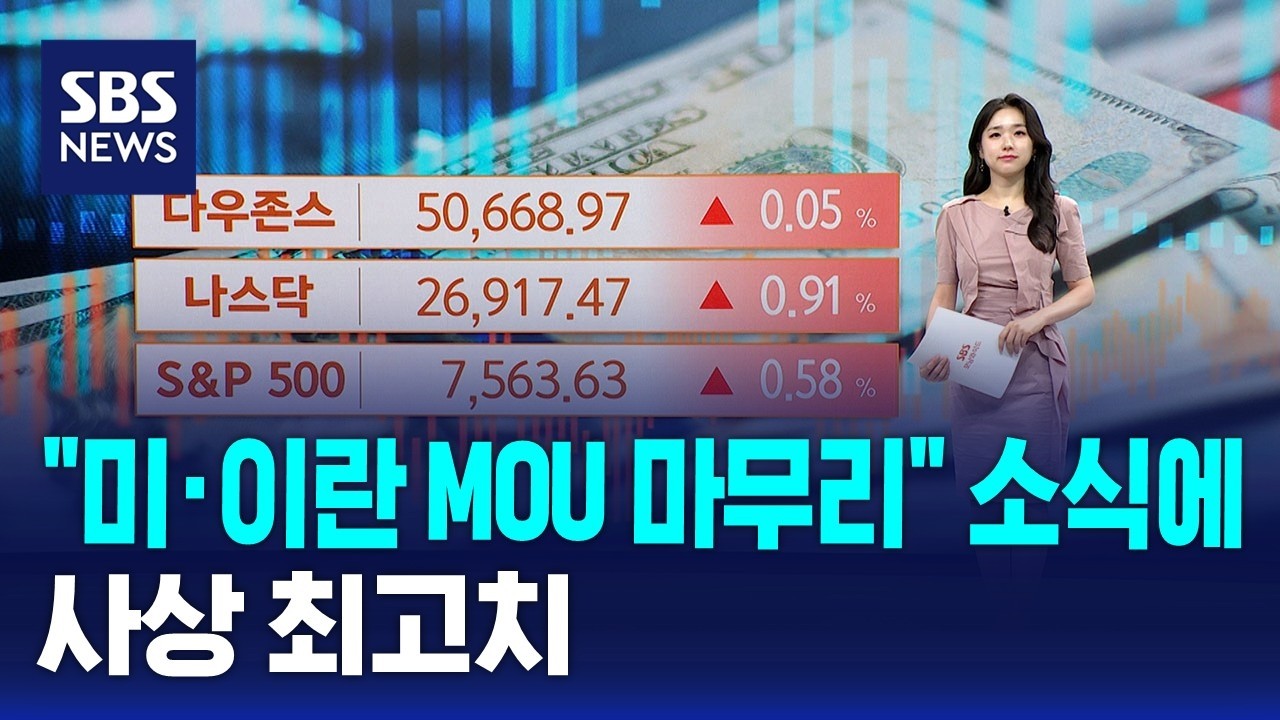 미·이란 MOU 마무리 소식에..사상 최고치 / SBS / 뉴욕증시
