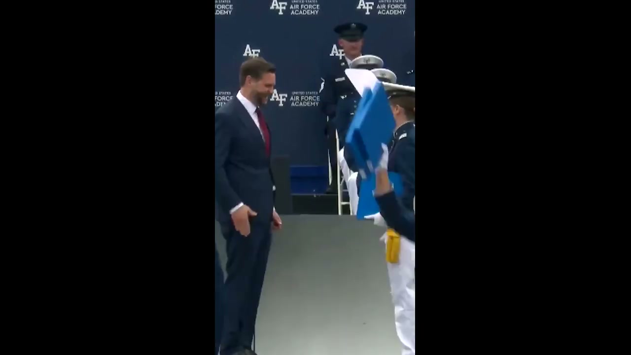 JD Vance’s chest bump with cadet steals the show