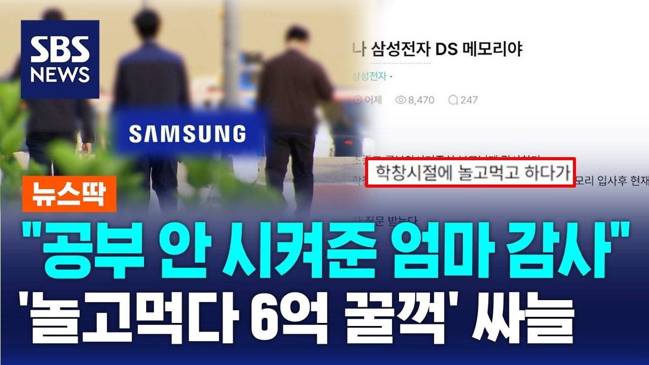 공부 안 시켜준 부모님 감사.. 삼전 직원 글 '논란' / SBS / 뉴스딱
