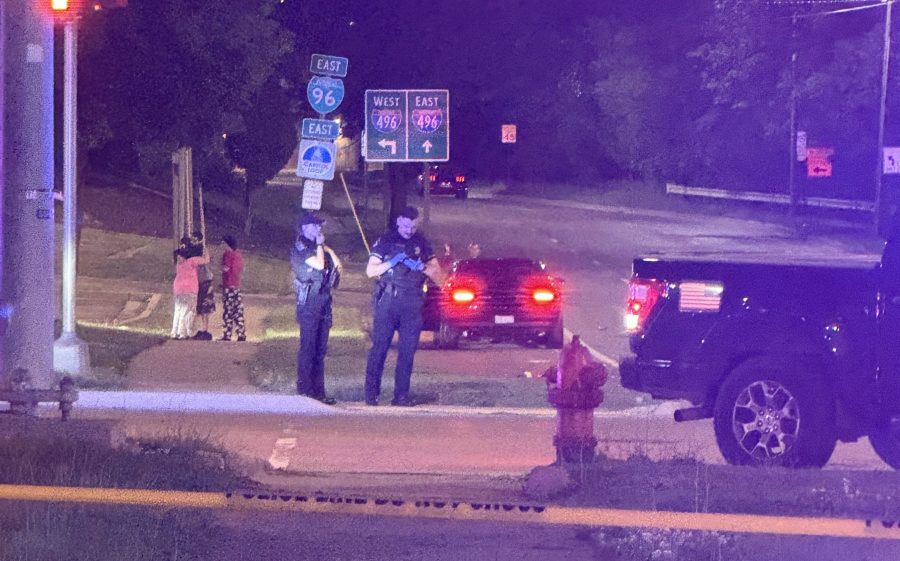 Police set up perimeter at intersection near downtown Lansing