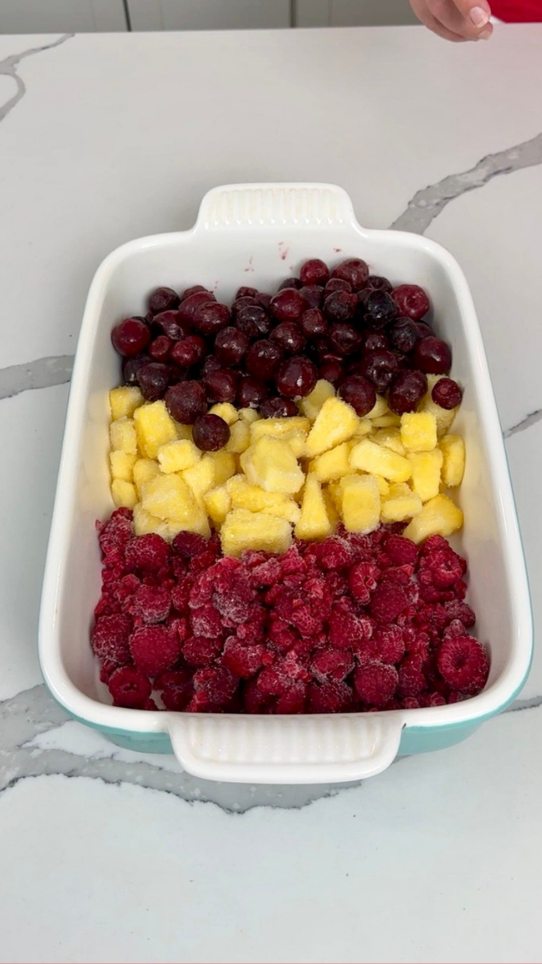 Frozen fruit dump cake dessert recipe