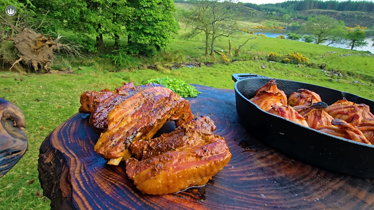 Watch how bacon bombs and pork ribs turn into a wild cookout