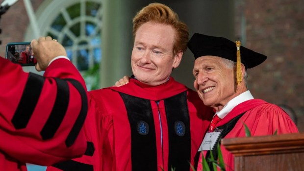 Conan O'Brien jokes he will copy Trump and sue Harvard in graduation ...