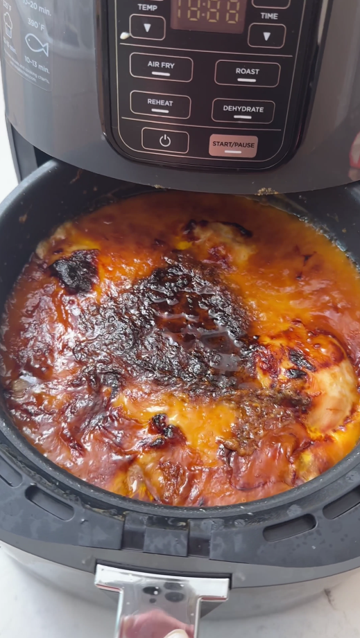 Juicy air fried chicken legs with crispy coating