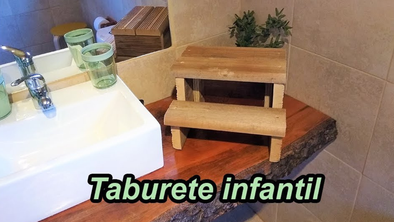 Taburete infantil DIY hecho de un solo tablón