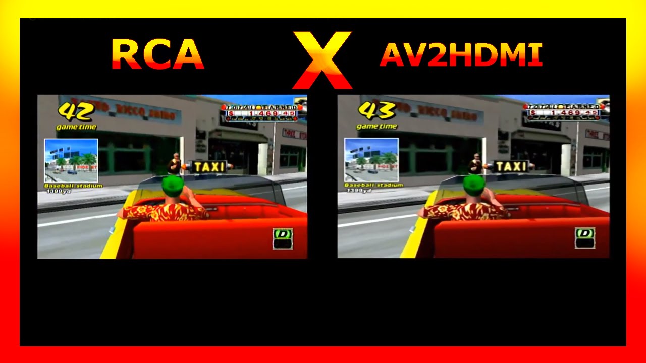 AV2HDMI converter Dreamcast AV vs AV2HDMI game teste capture