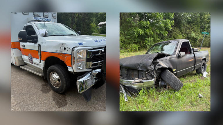 Perry County highway closed after pickup truck collides with ambulance ...