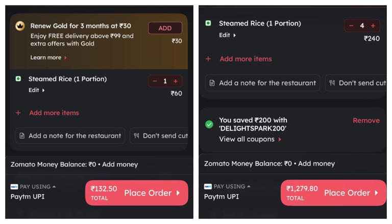 People are gaming Zomato and Swiggy with 'tiny orders'. We tried it ...