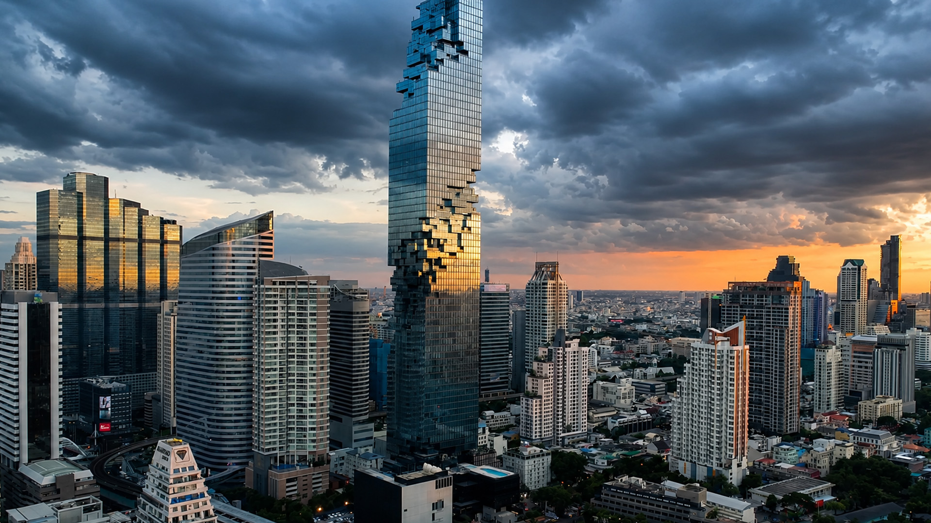 A skyscraper designed to look incomplete