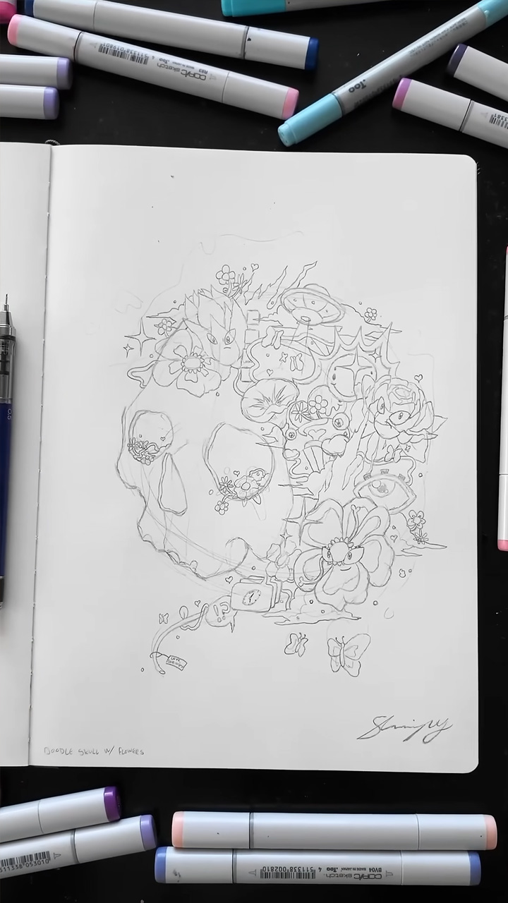 Simple way to doodle a flower in 23 seconds