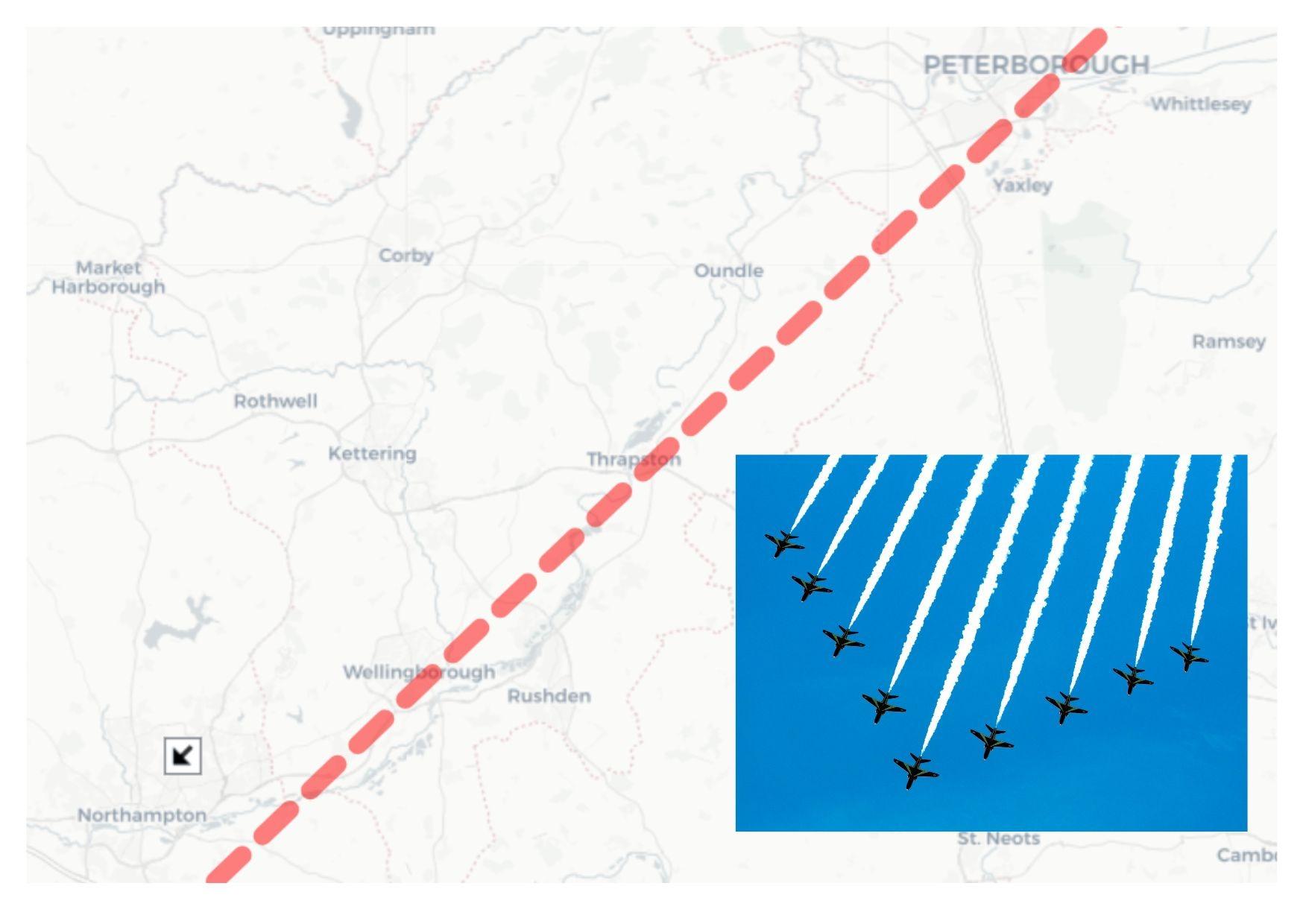 Red Arrows to fly over Northamptonshire and the Nene Valley today so ...