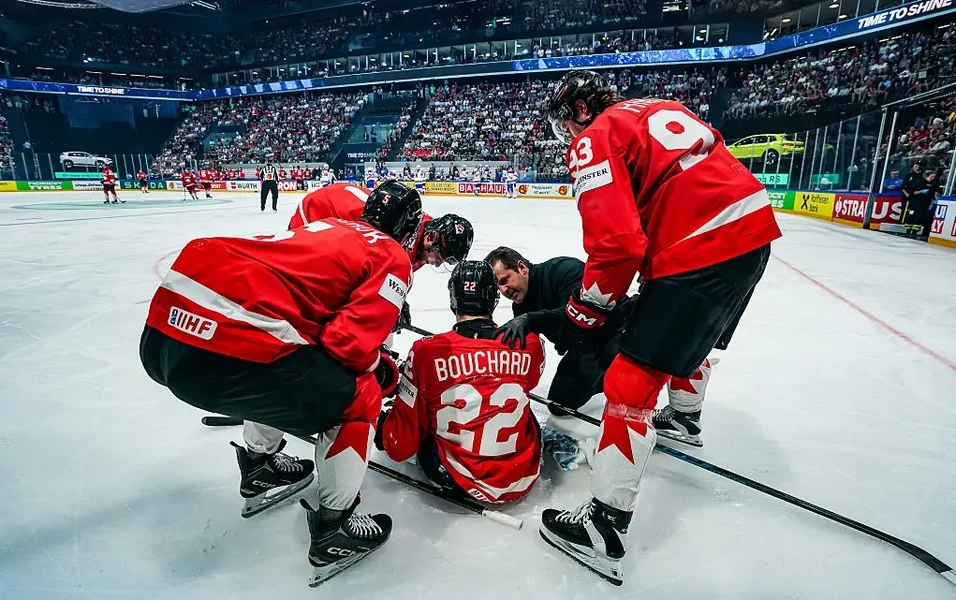 Oilers’ Bouchard knocked out by high hit at Worlds
