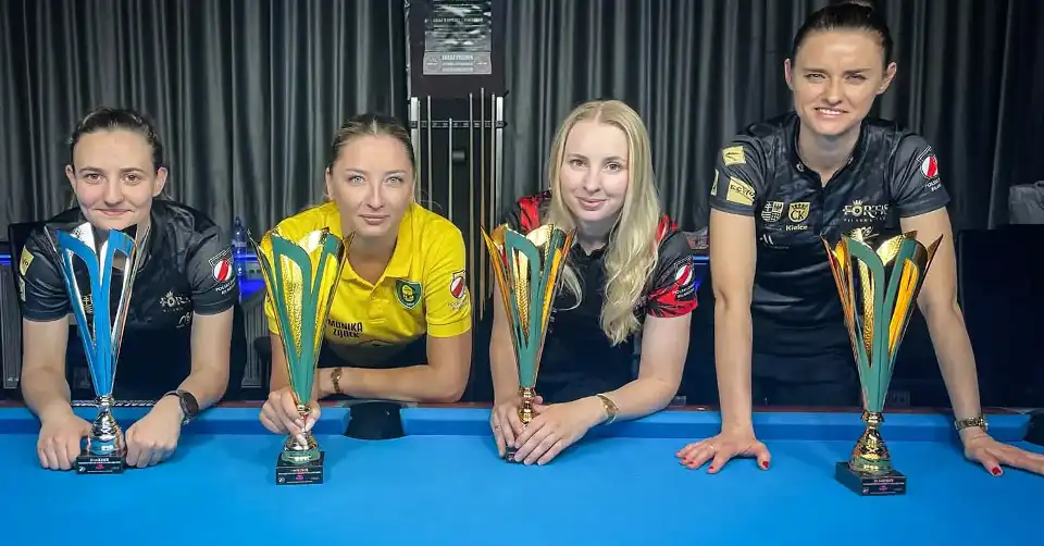 Bilardziści Fortis Bilard Kielce z medalami zdobytymi w Pucharze Polski ...