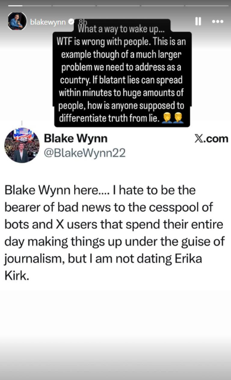 Erika Kirk denies Blake Wynn dating rumors: 'Charlie's love will last ...