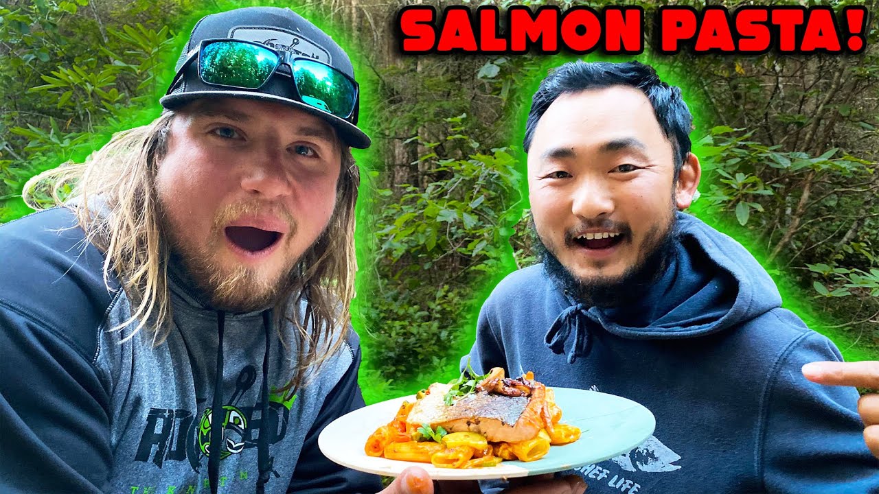 We caught coho by hand! Seared salmon pasta & truck camping with ...