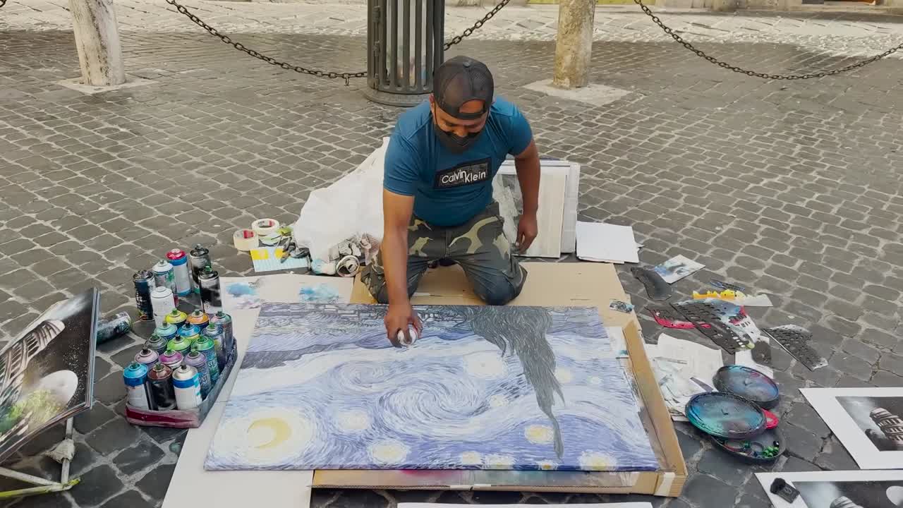 A street artist reimagined Van Gogh with spray paint