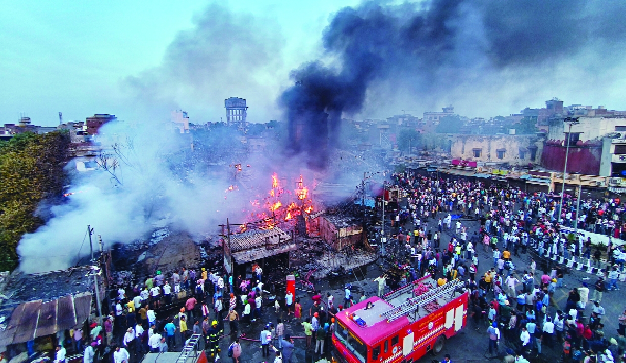 Amritsar: Shopkeeper burnt to death as massive fire guts bamboo market