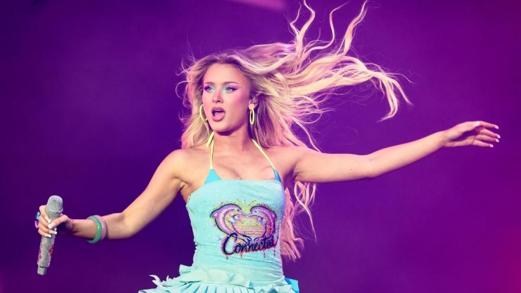 Zara Larsson's Blumarine micro minidress hangs by a single string for Vogue